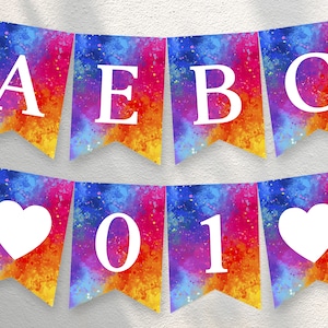 Rainbow Marble Printable Paper Banner A to Z, Alphabet Carnival ...