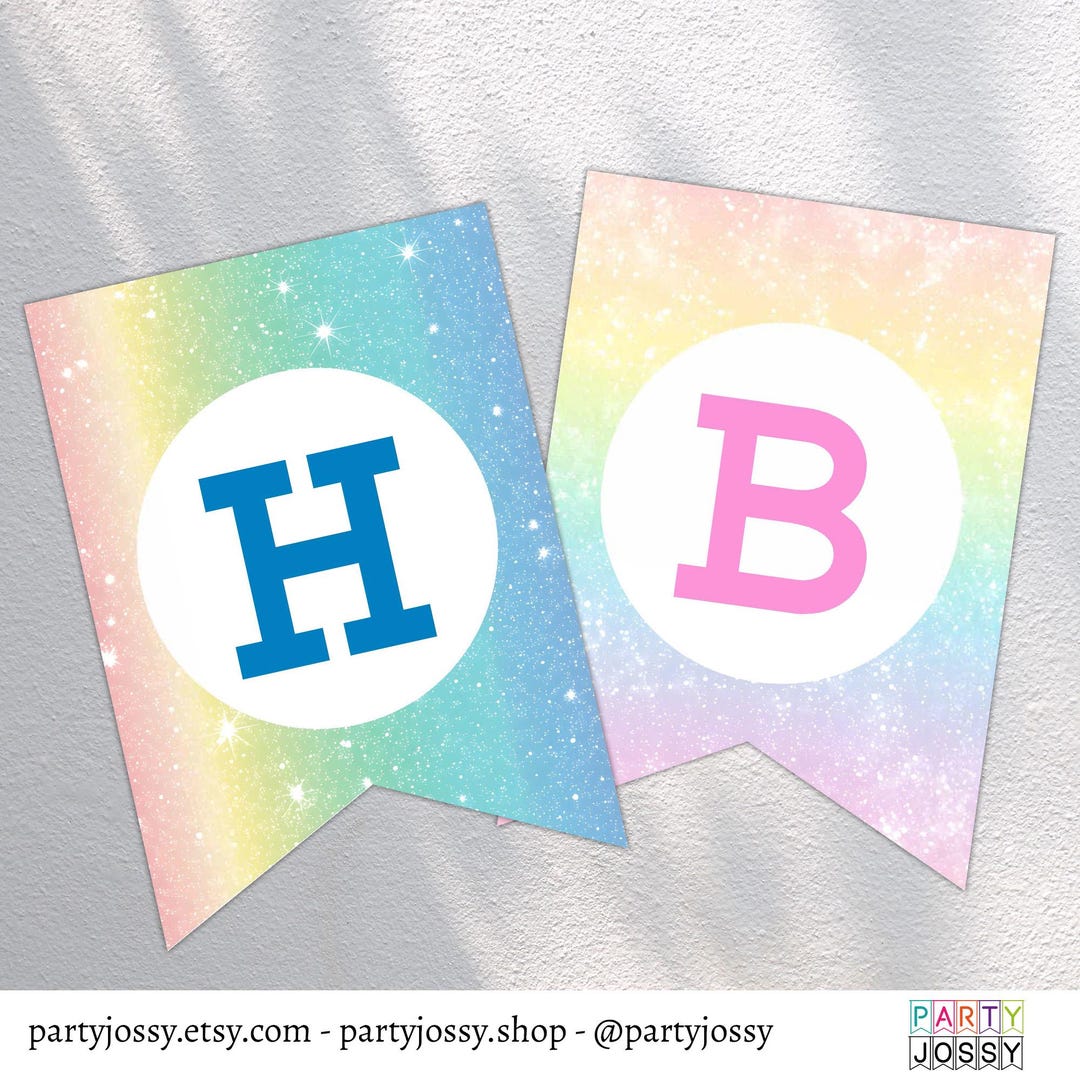 Pastel Rainbow Gradient Ombre Banner, INSTANT DOWNLOAD, PDF Editable ...
