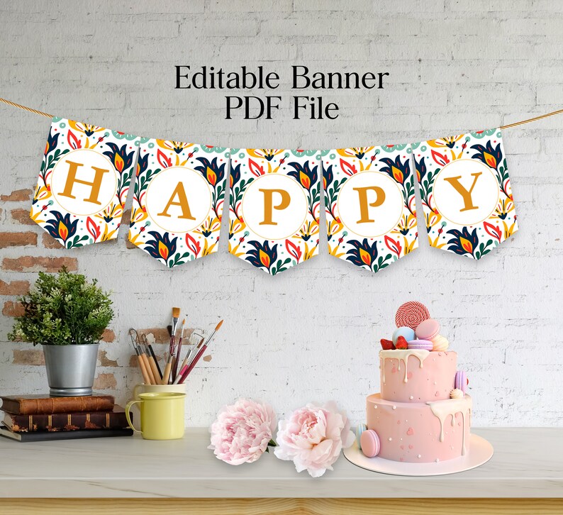 Floral Banner Editable Template Printable Letters Bridal - Etsy