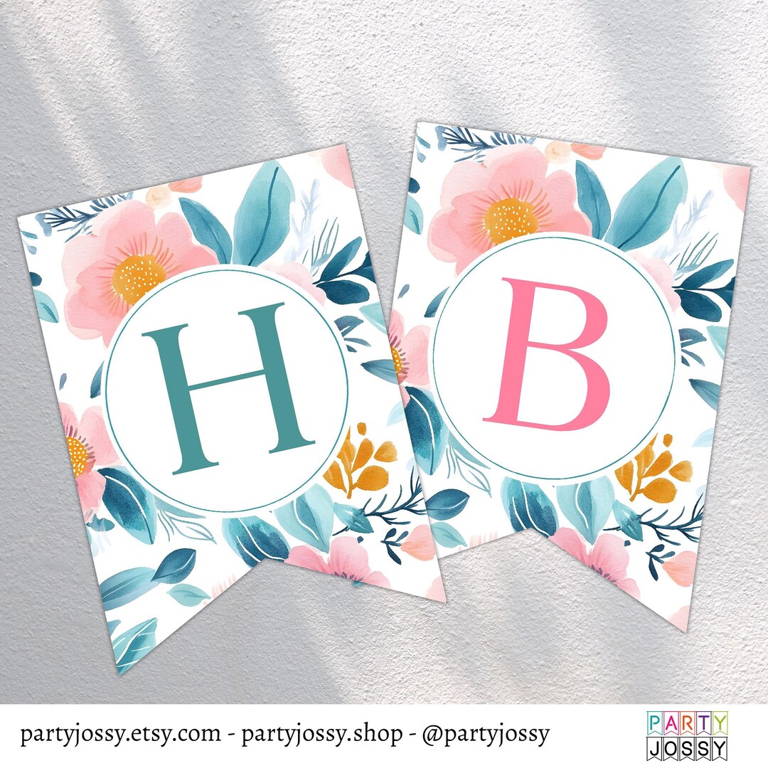 Watercolor Floral Banner: Editable Text, Pink Blossoms (PDF Download ...