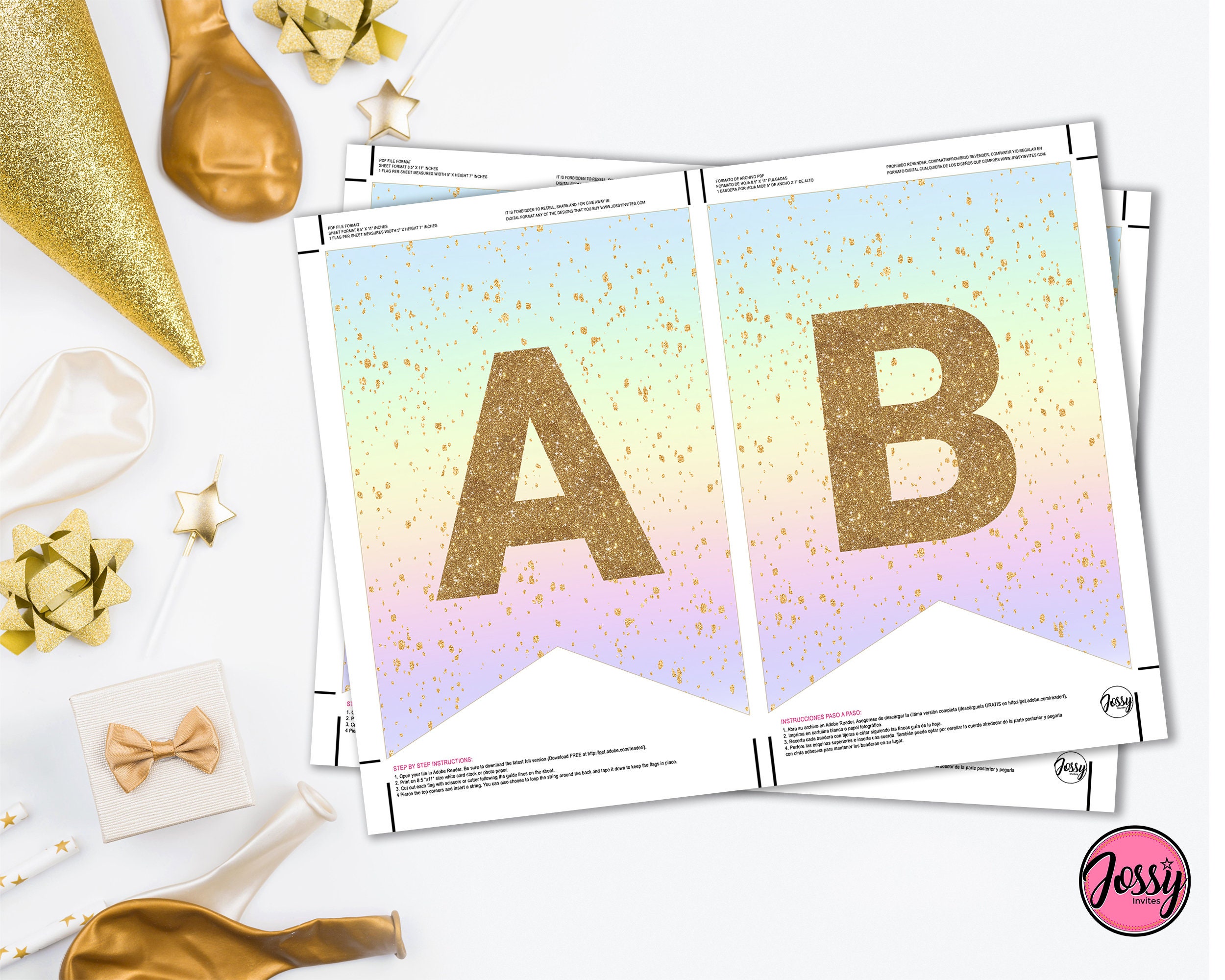 Pastel Rainbow Alphabet Banner, Printable Letters A-Z | First Birthday ...