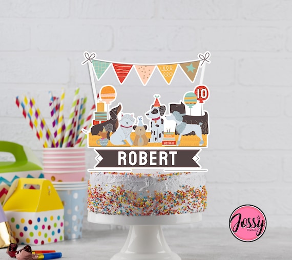 Dog Cake Topper Puppy Printable Centerpiece Editable | Etsy