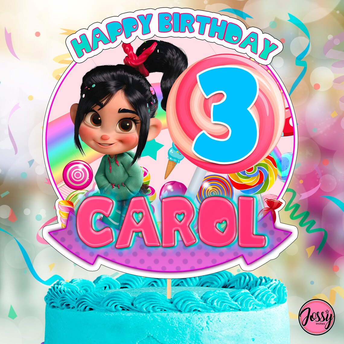 Personalized Vanellope Cake Topper Vanellope Custom Cake | Etsy