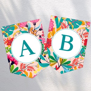 Rainbow Banner Letters A to Z, Alphabet Pastel Watercolor Banner, 1st ...