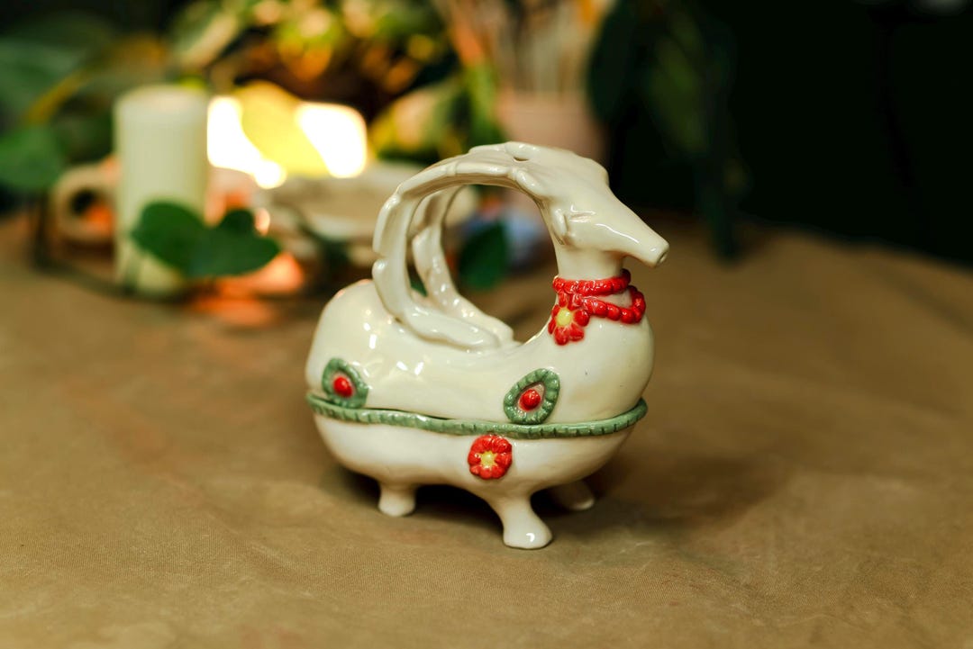 Handmade Ceramic Deer Figurine, Jug and Storage | Multifunctional Folk ...