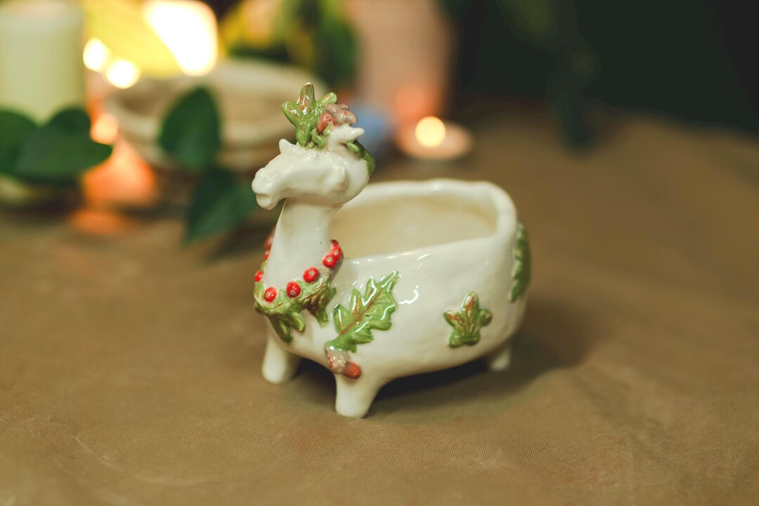 Ceramic Goat Bowl 5.1”x4.3” Handmade Folk Art Animal Dish, Gornia ...