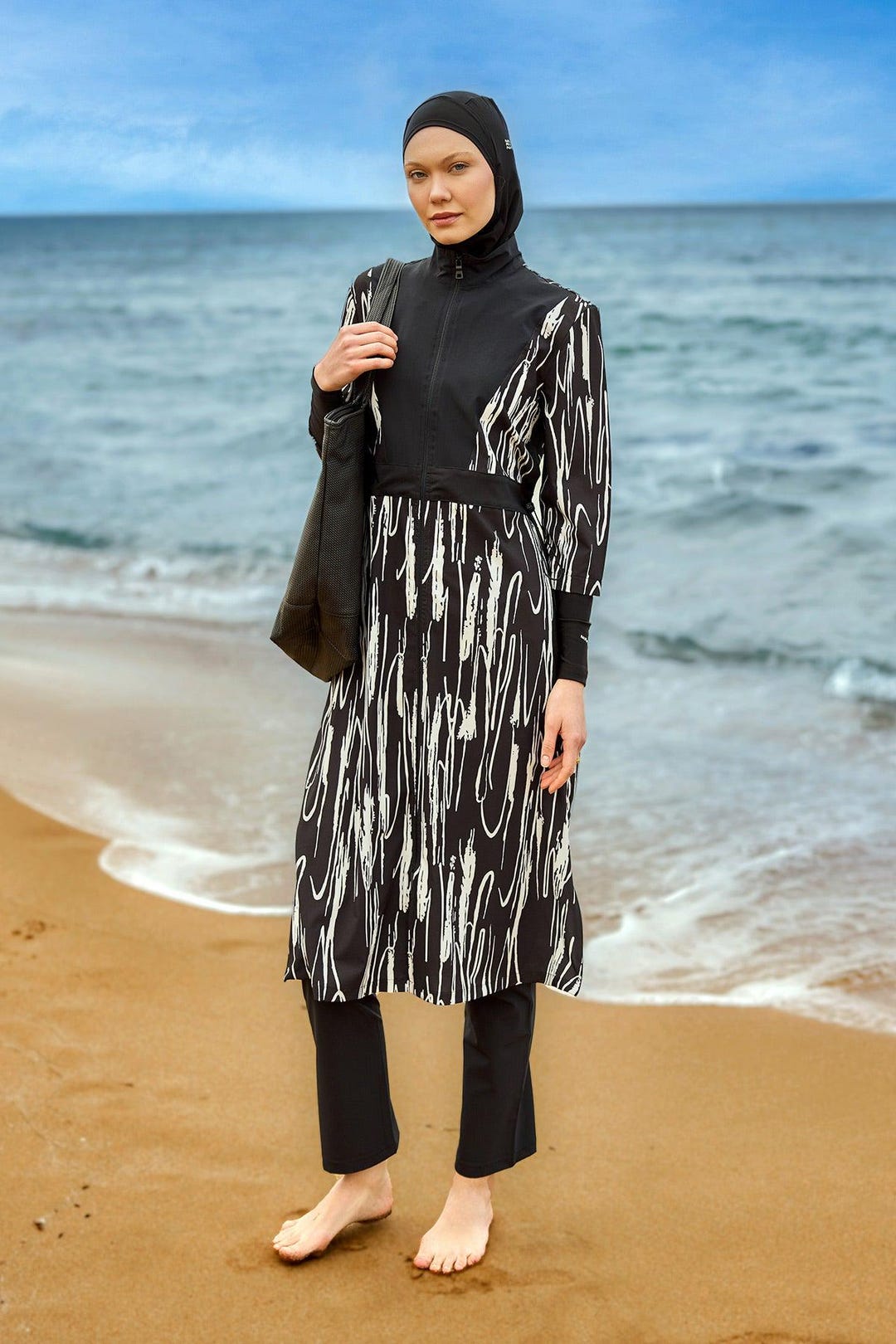 Black Full Coverage Swimwear Burkini Set M2504 - Etsy