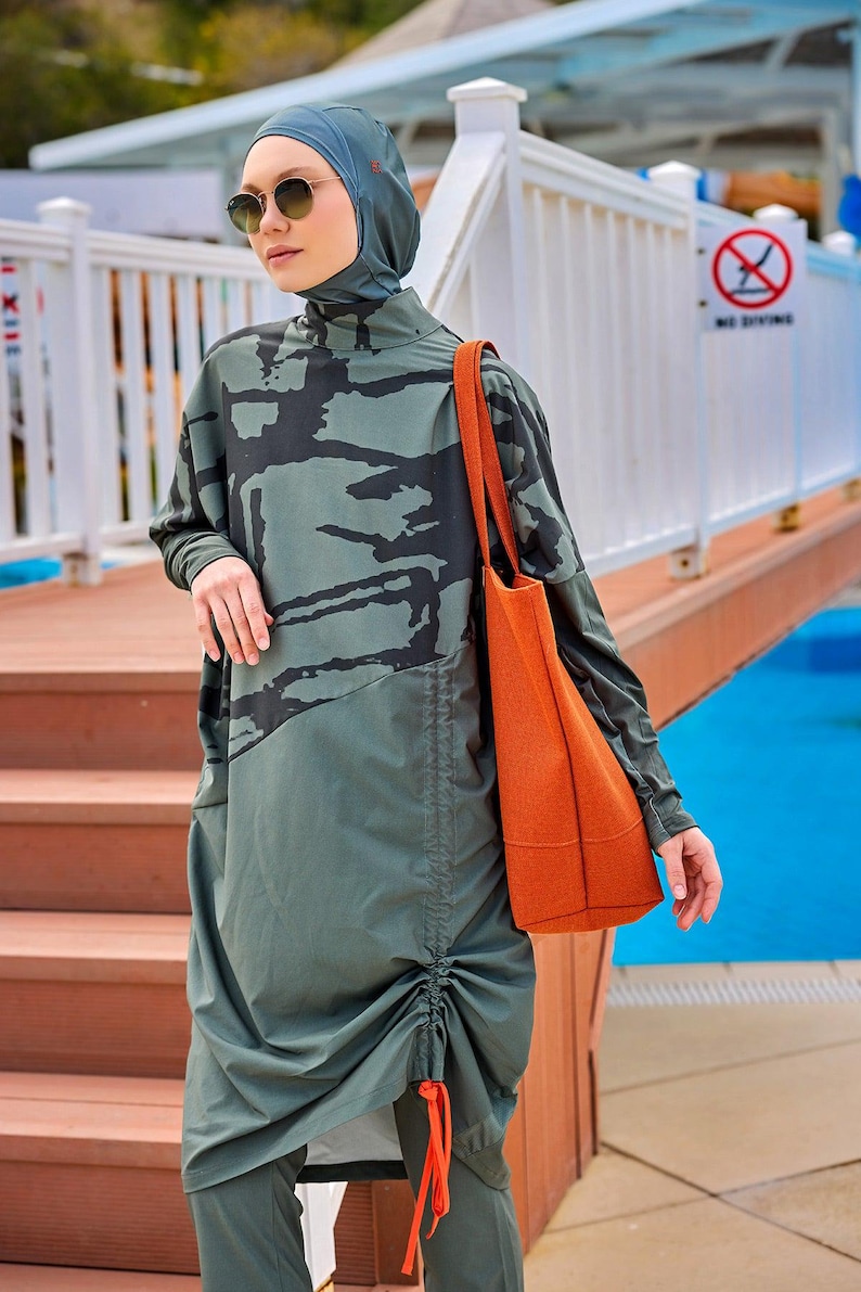 Khaki Full Coverage Modest Swimwear Burkini Set M2516 - Etsy
