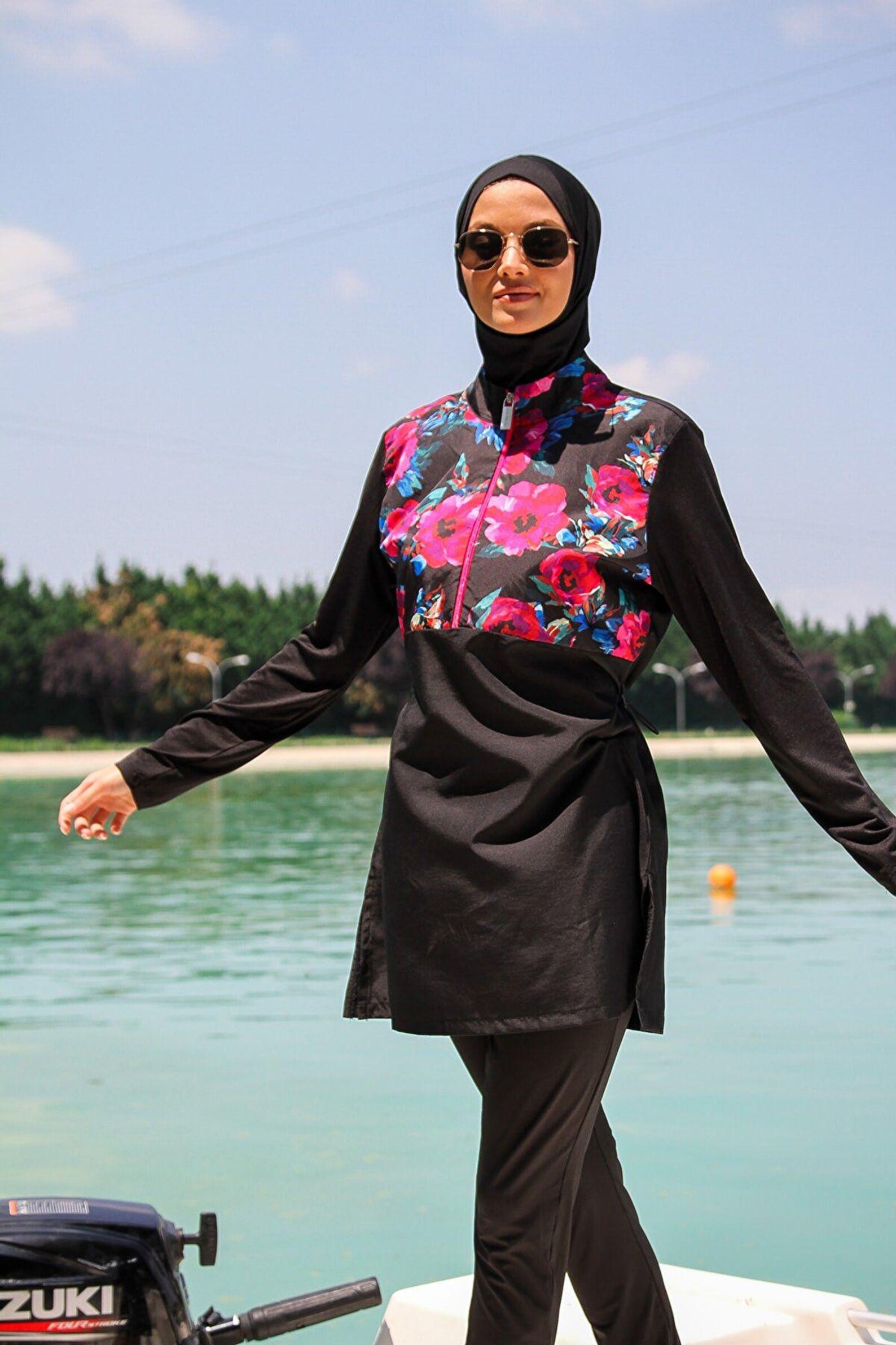 Woven Black Burkini Modest Swimwear M2268 - Etsy