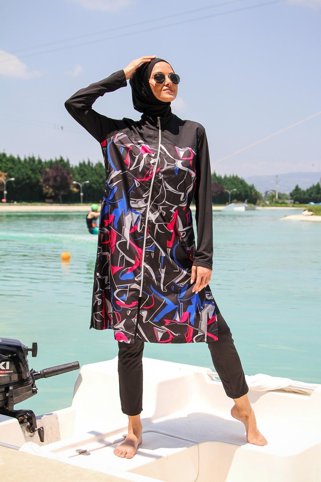 Woven Black Burkini Modest Swimwear M2266 - Etsy
