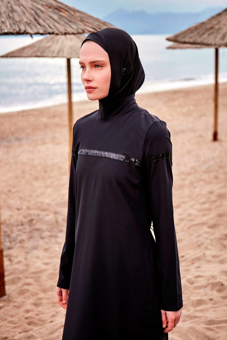 Woven Black Burkini Modest Swimwear M2433 - Etsy
