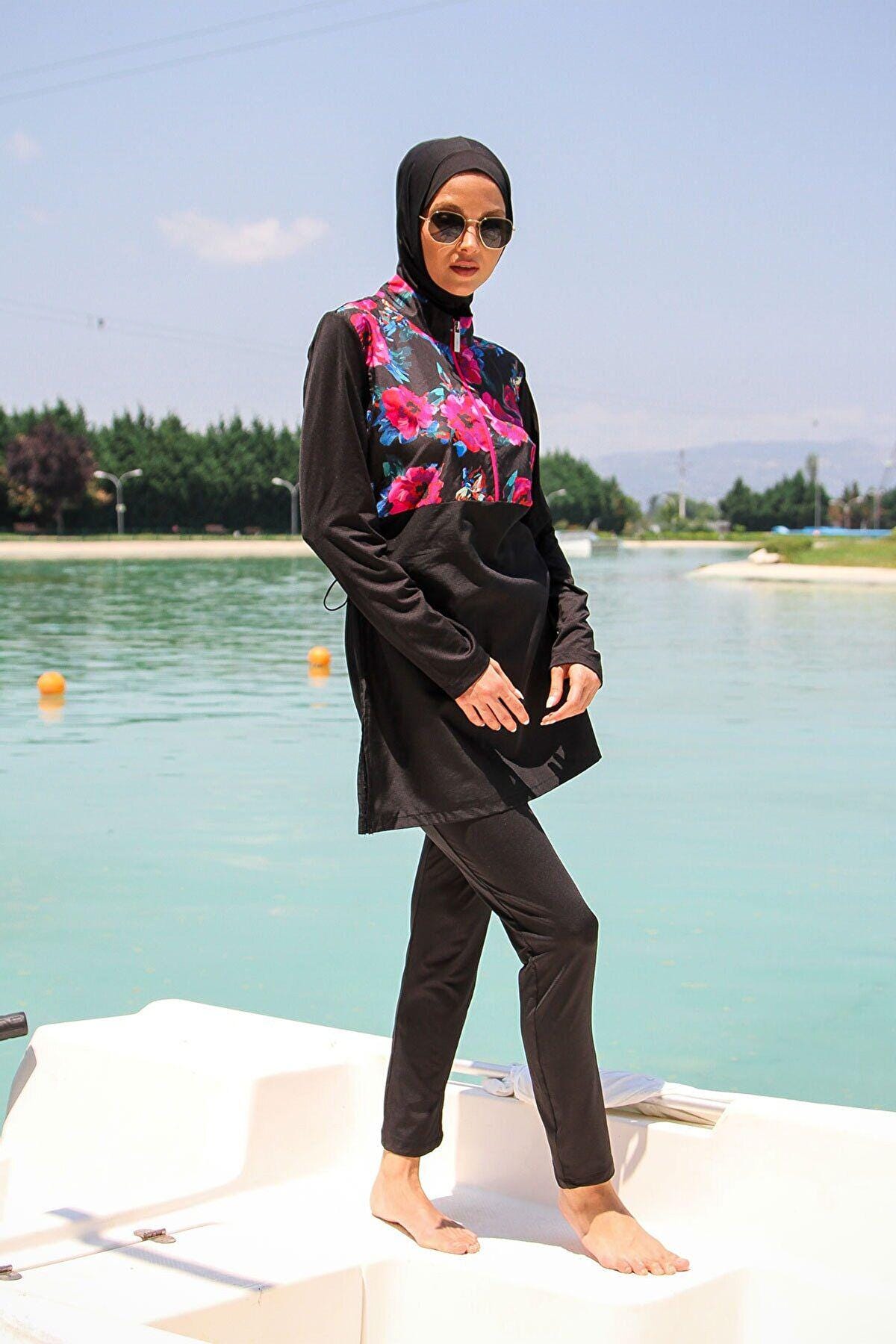 Woven Black Burkini Modest Swimwear M2268 - Etsy