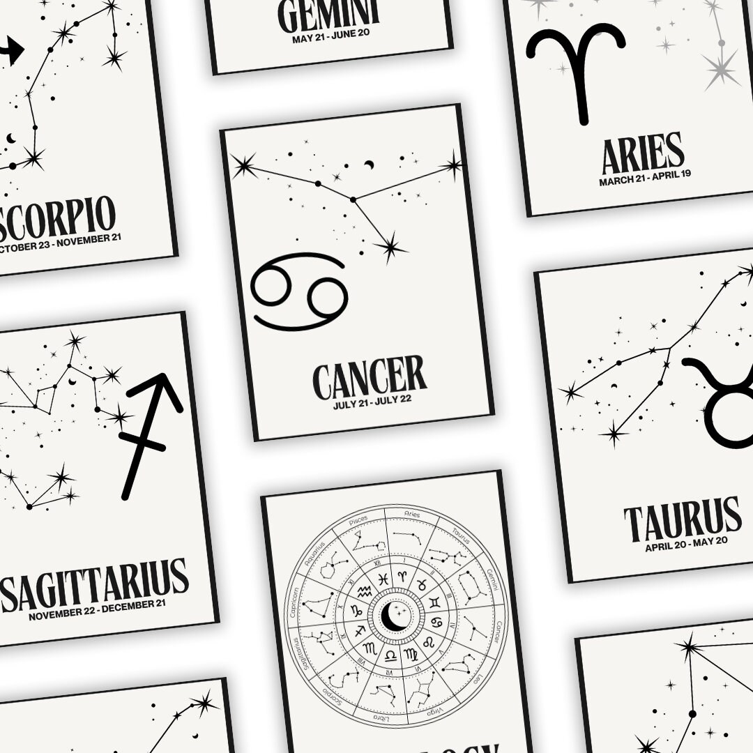 Zodiac Sign Posters Wall Art. Posters. - Etsy Australia