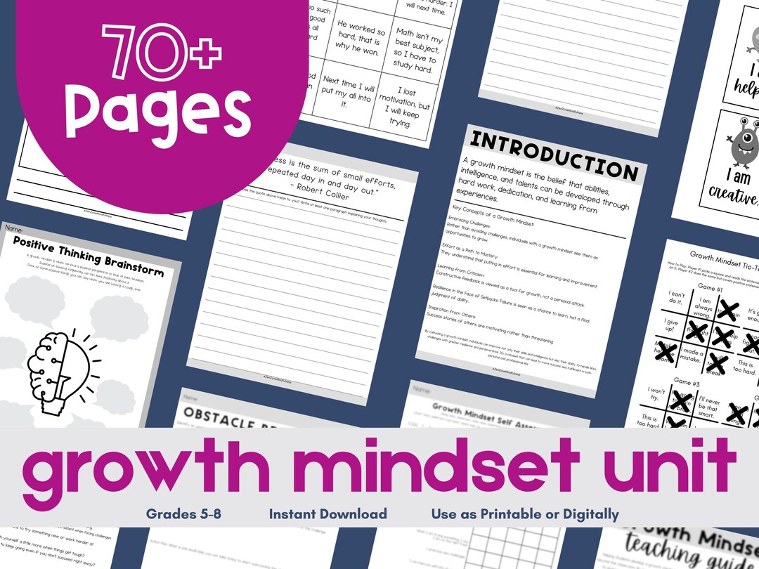 Growth Mindset Unit for Grades 5-8 | School Counselor & Teacher ...