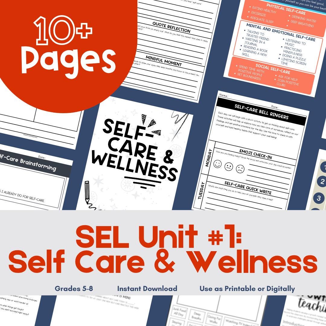 Self-care SEL Lesson Plan and Activities | Middle School Wellness ...