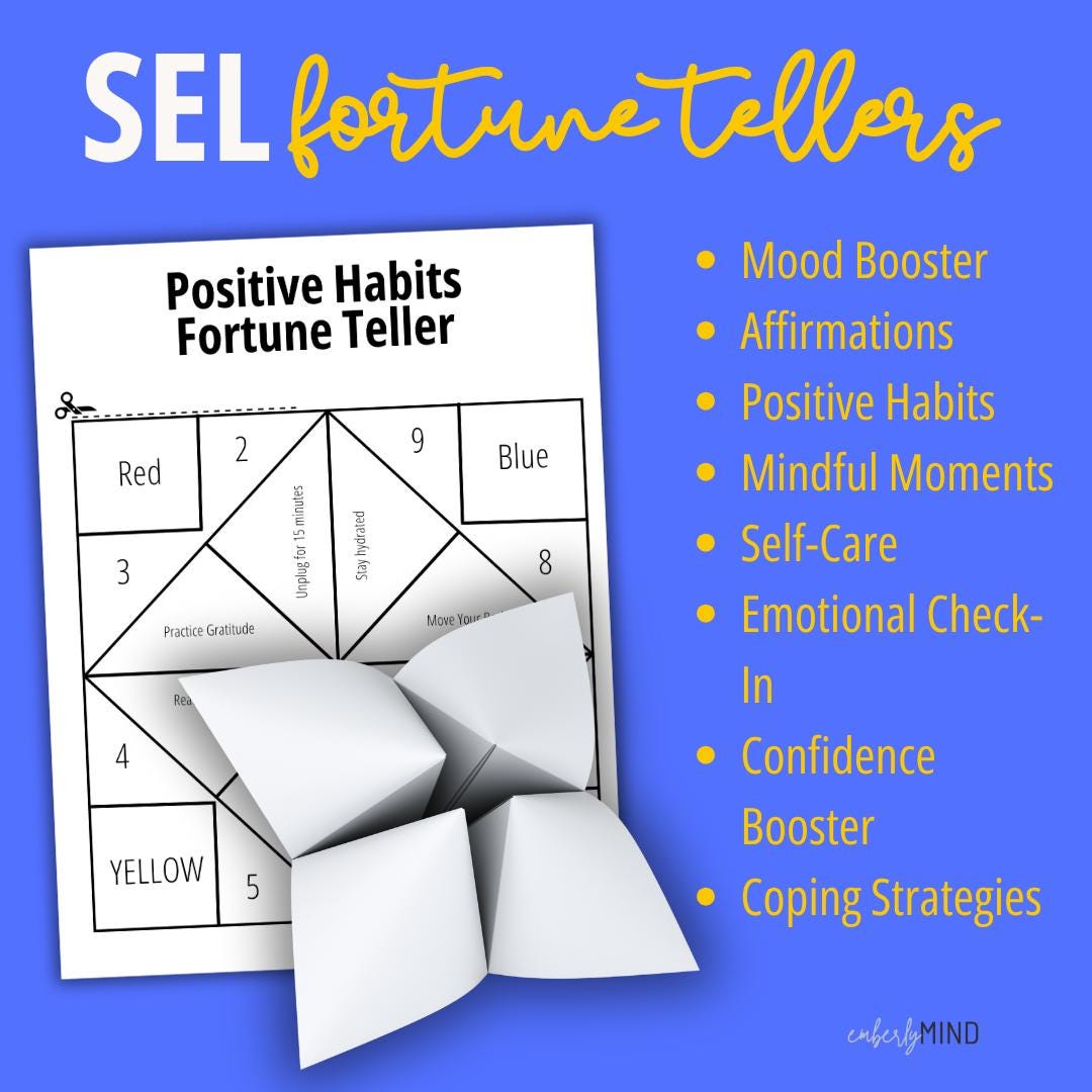 SEL Fortune Teller Pack for Teens & Kids - Coping Skills, Mindfulness ...