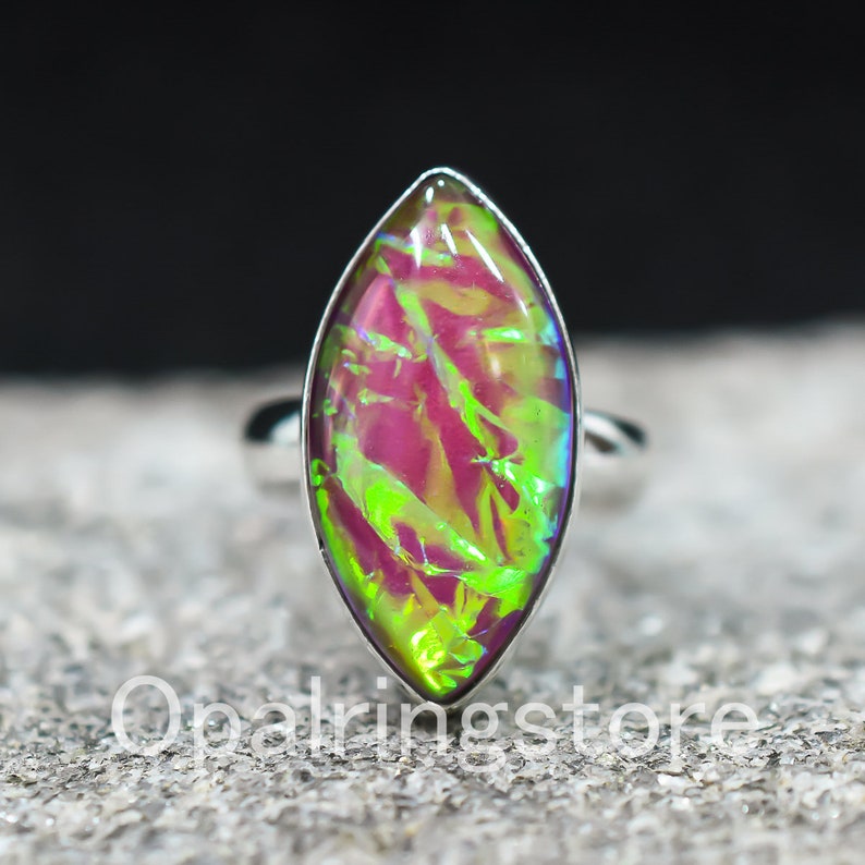 Australian Triplet Opal Sterling Silver Ring - Handmade Boho Jewelry - Etsy