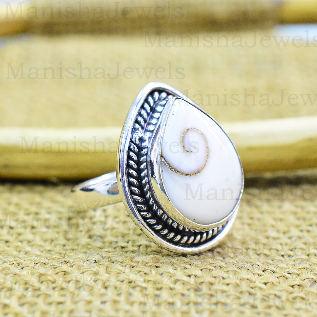 Handmade Shiva Shell Ring: 925 Sterling Silver Gemstone Ring - Etsy