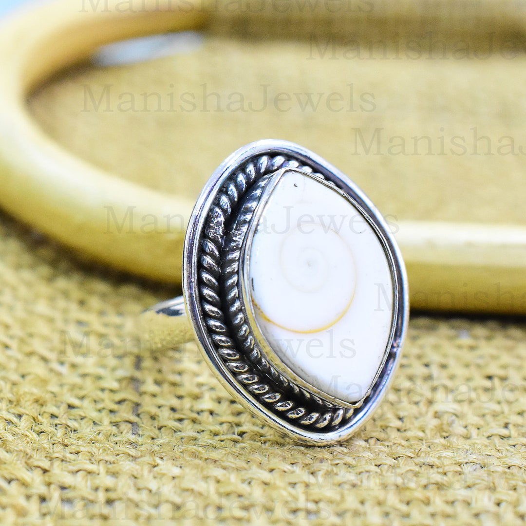 Handmade Shiva Shell Ring: 925 Sterling Silver Gemstone Ring - Etsy