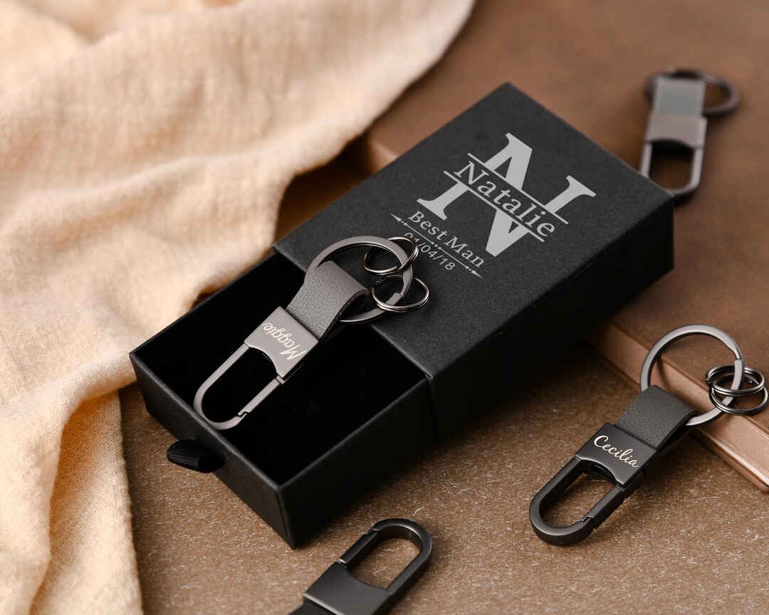Custom Name Keychain - Handmade Leather & Metal Key Ring, Personalized ...