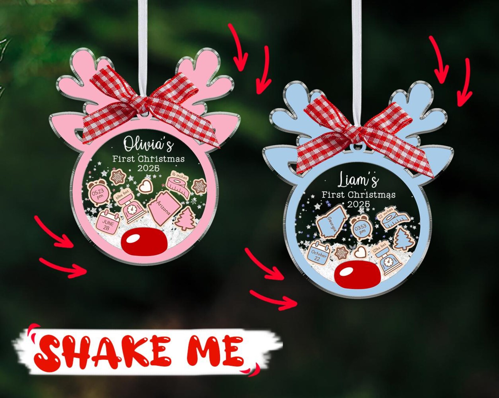 Personalized Babys First Christmas Shake Ornament, Baby 1st Christmas ...