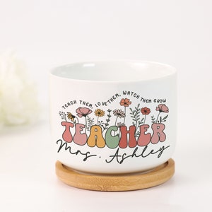 Custom Teacher Plant Pot, Ceramic Plant Pot, Back to School Gift ...