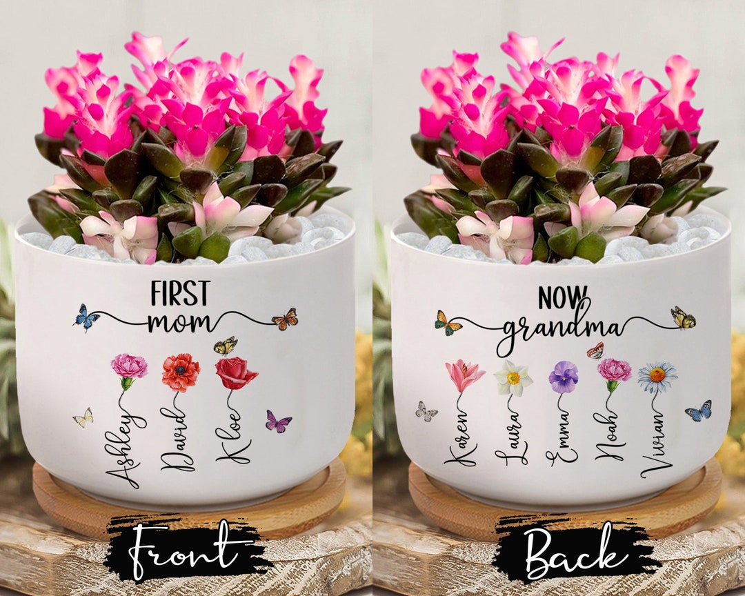 Custom Mom Grandma Plant Pot, Mothers Day Gift, Grandma Gift, Birth ...
