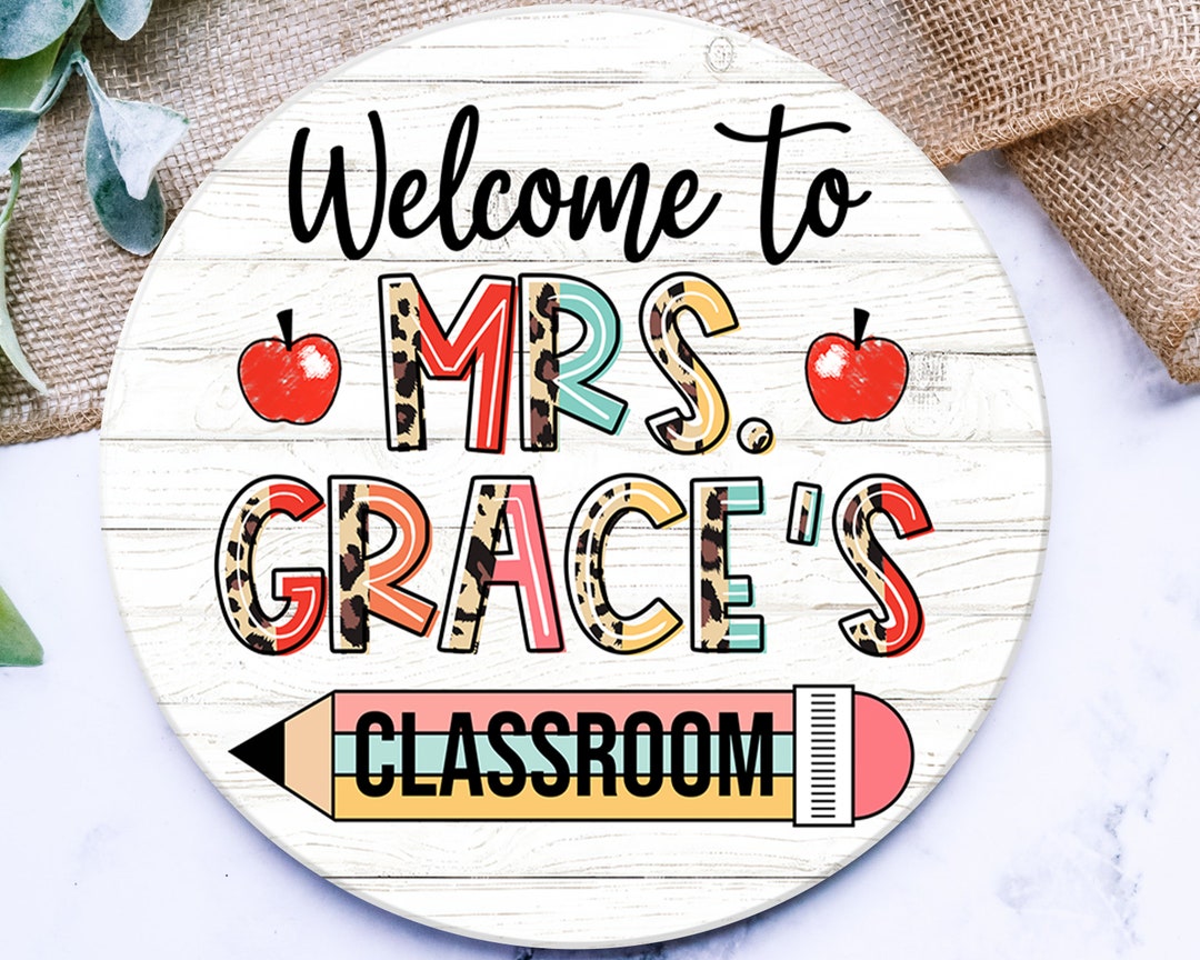 Custom Teacher Door Sign, Teacher Name Sign, Leopard Teacher Door ...