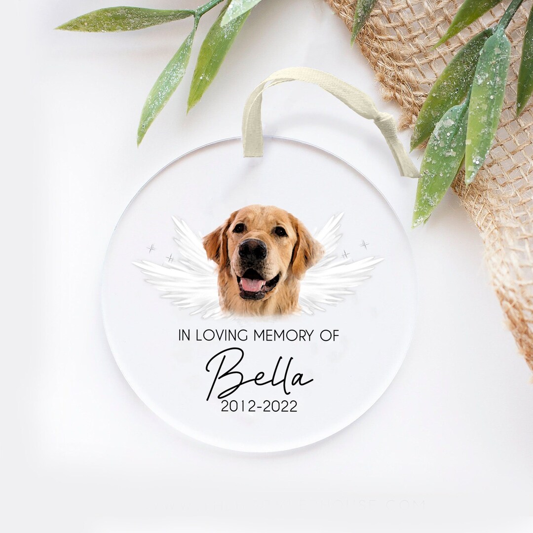 Custom Dog Photo Acrylic Ornament, Dog Angels Ornament, Personalized ...