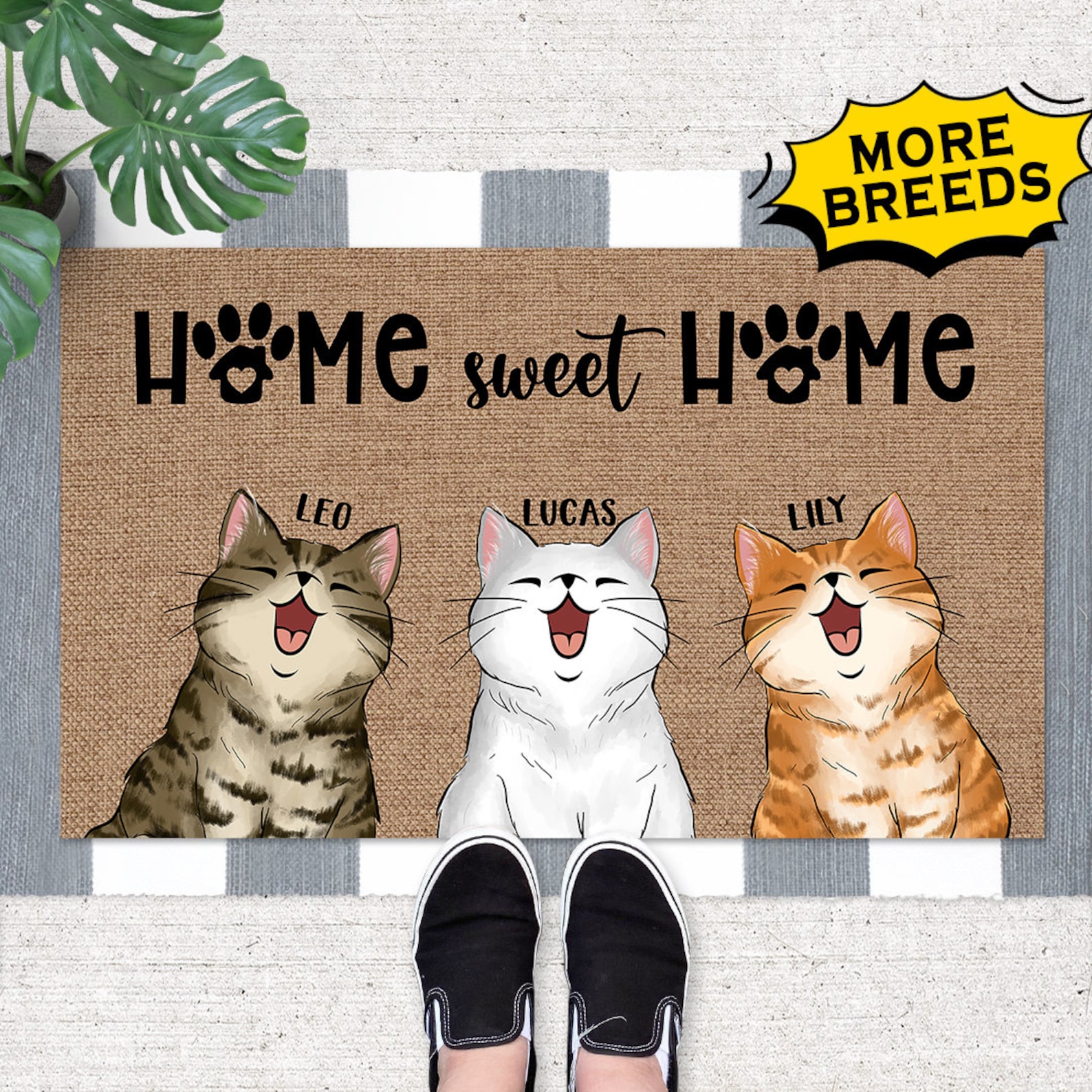Custom Cat Doormat, Cat Welcome Doormat, Home Sweet Home, Cat Rug ...