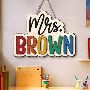 3D Teacher Door Sign, Personalized Teacher Name Sign, Classroom Decor ...