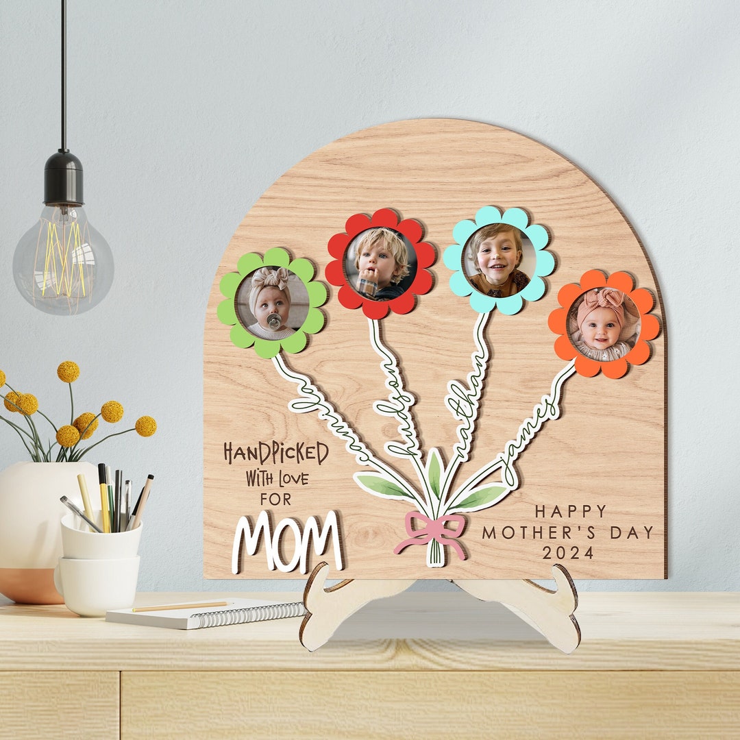 Custom Flower Bouquet Photo Sign, Handpicked With Love for Mom Sign ...