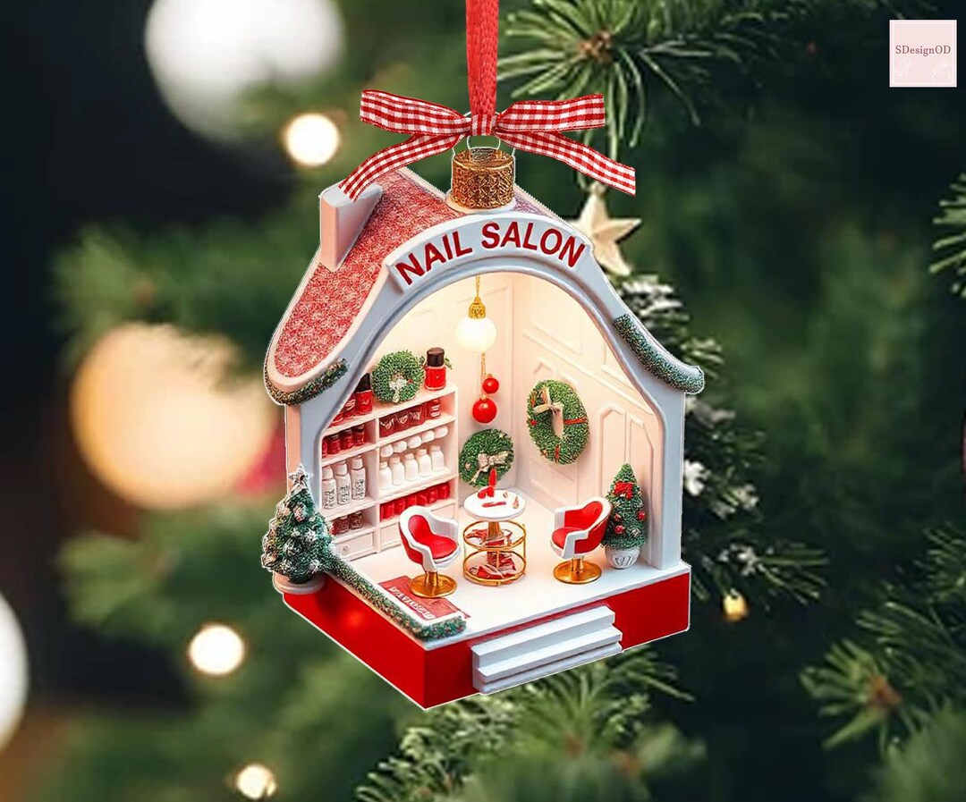 Nail Artist 2D Flat Ornament, Nail Tech Christmas Ornament, Nail Salon ...