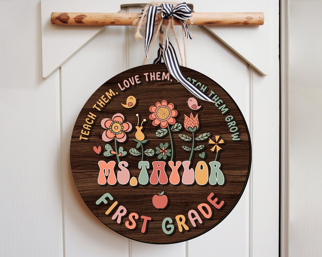 Teacher Name Sign for Classroom, Custom Teacher 3D Door Hanger, Teacher ...