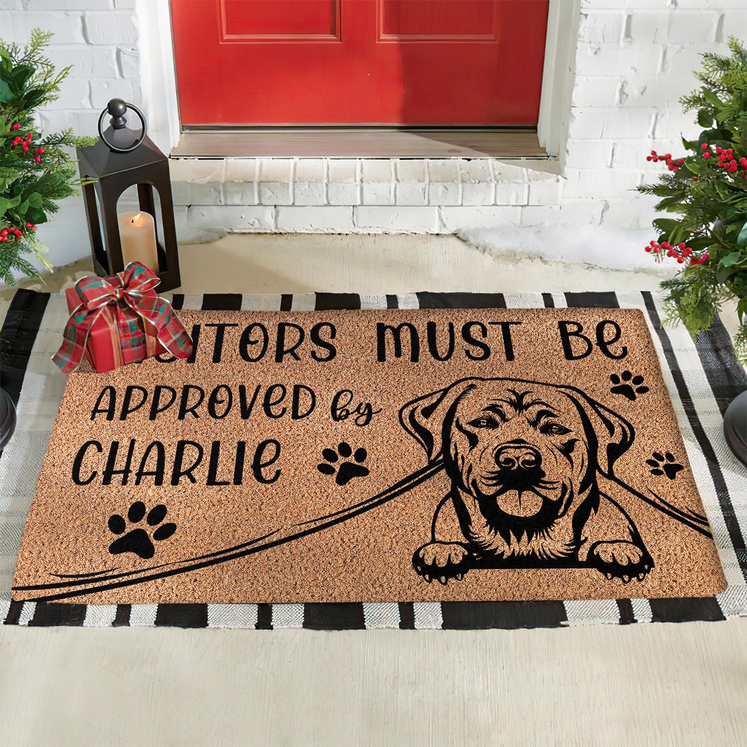 Personalized Dog Doormat, Visitors Must Be Approved by Dog, Funny ...