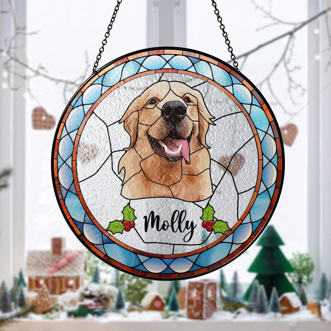 Dog Stained Glass Suncatcher, Dog Stained Glass, Pet Memorial ...