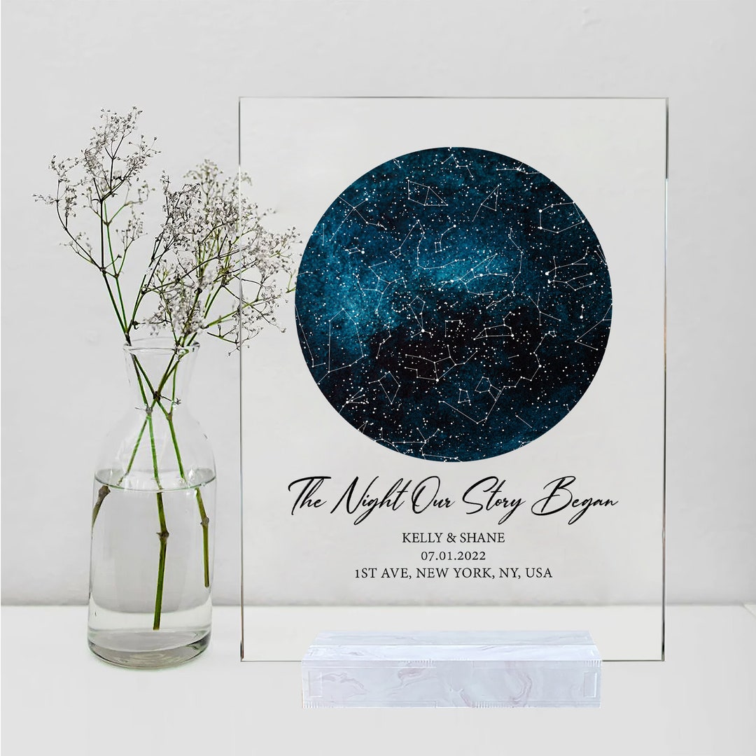 Our First Date Acrylic Plaque, Custom Star Map Plaque, Night Sky Plaque ...