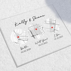 Personalized Map Acrylic Plaque, Couple Plaque, Our First Date Map ...