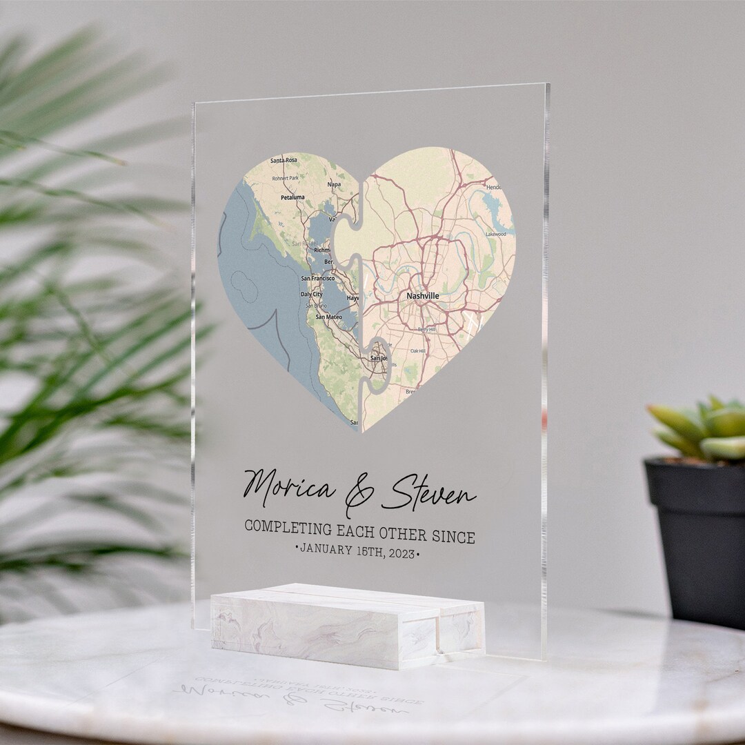 Custom Map Acrylic Plaque Couple Plaque Our First Date - Etsy