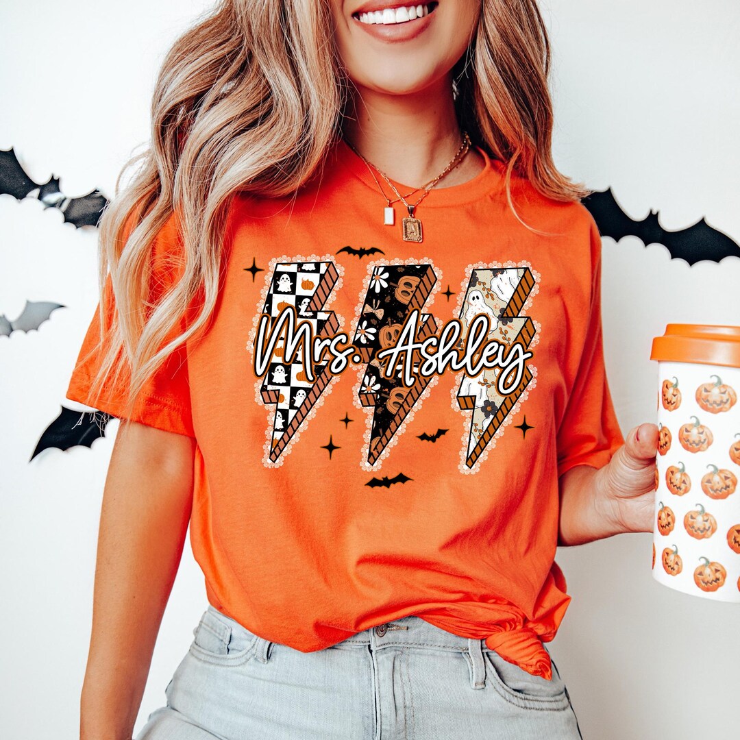 Lightning Teacher Ghost Boo Pumpkin Shirt, Spooky Teacher Halloween ...