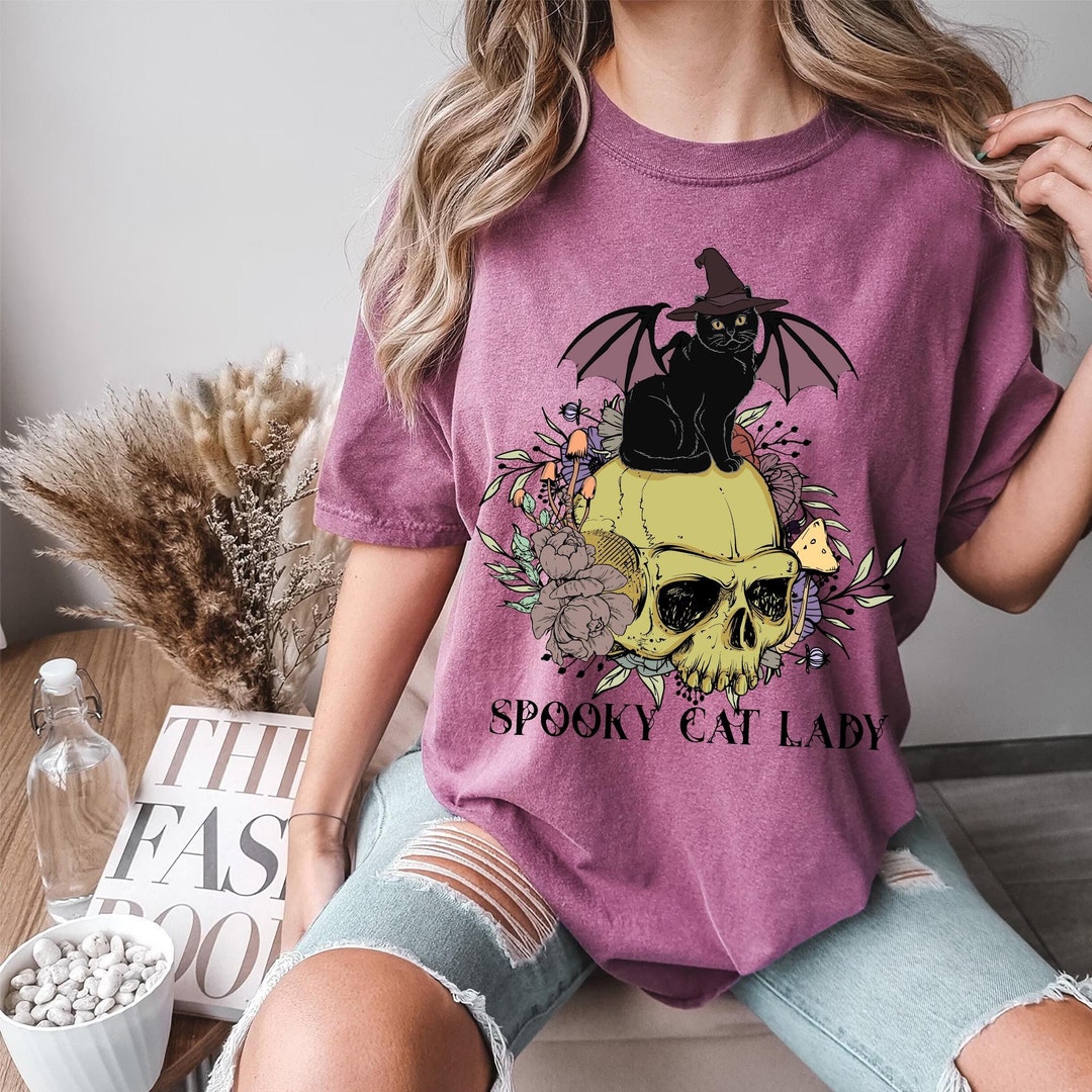 Funny Halloween Shirt, Spooky Cat Lady Shirt, Halloween Witches Shirt ...