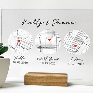 Personalized Map Acrylic Plaque, Couple Plaque, Our First Date Map ...