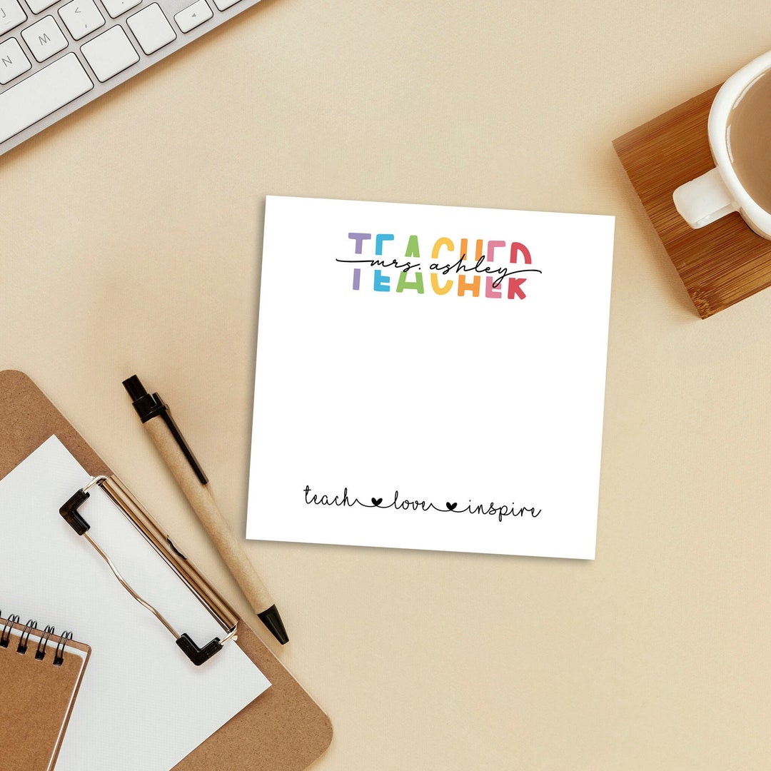 Teacher Sticky Notes, Custom Teacher Notepad, Back to School Gift ...