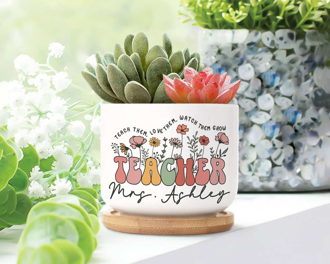 Custom Teacher Plant Pot, Ceramic Plant Pot, Back to School Gift ...