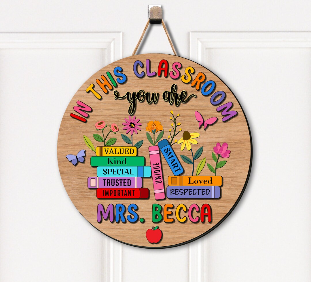 Custom 3D Teacher Door Sign, Back to School Gift, Classroom Decor ...