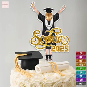 Custom Graduation Cake Topper, Personalized Graduation Gift, Girl Class ...