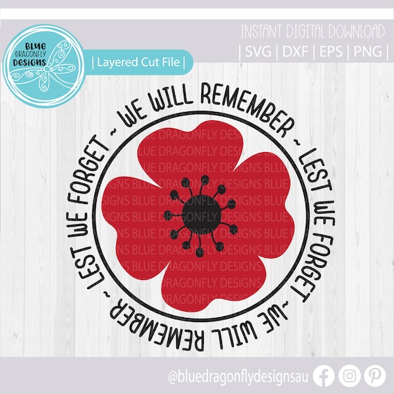 Anzac Poppy Svg Anzac SVG Poppy Svg We Will Remember Svg | Etsy