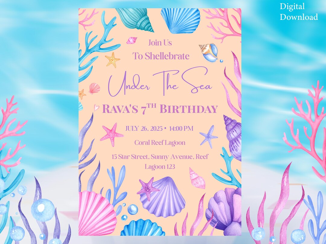 Editable Beach Party Invitation - Under the Sea Birthday Invite ...