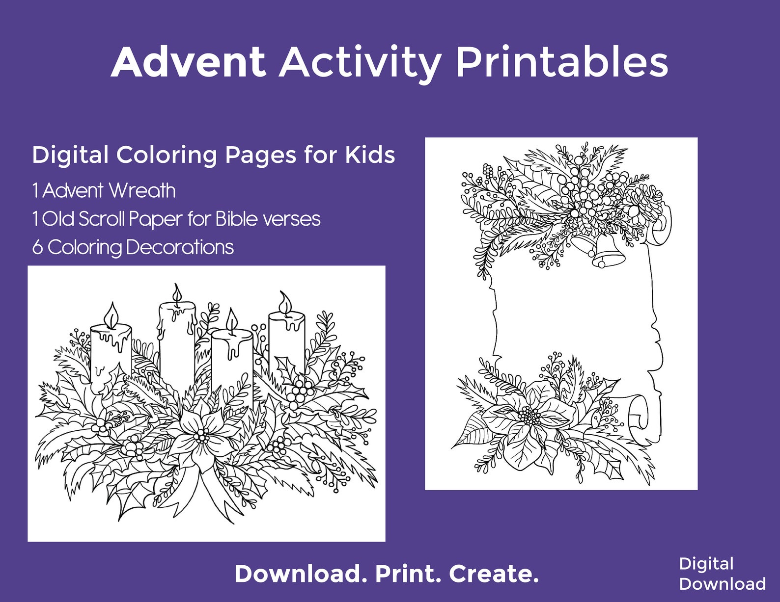 Advent Activity Coloring Printables for Kids and Adults - Advent Wreath ...