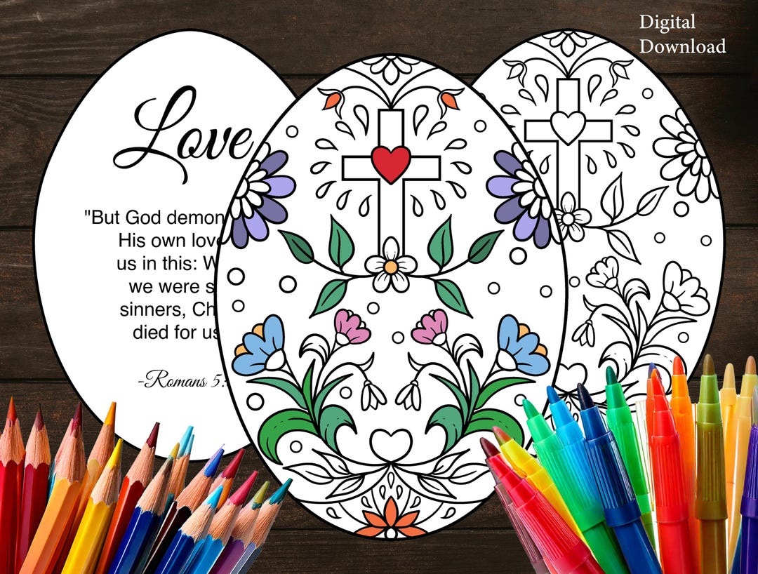 Printable Easter Egg Coloring Decoration for Kids and Adults- Faith ...
